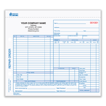 Auto Repair Order Forms and Books | Personalized Forms
