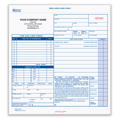 Smog Check Forms | Personalized Forms