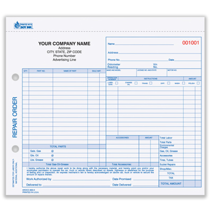 Auto Repair Order ARO-659-3 | Personalized Forms