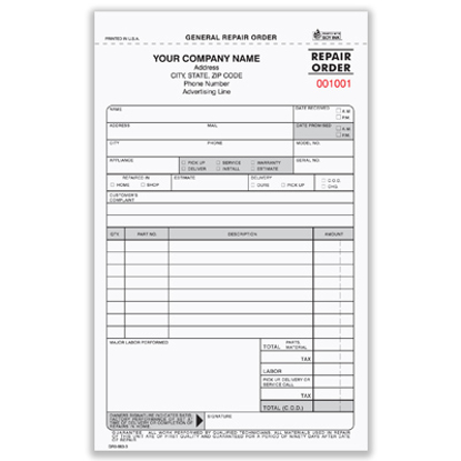 Service Repair Forms | Personalized Forms