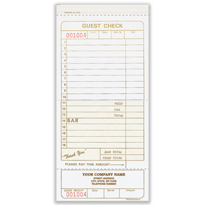 Personalized Guest Checks | Personalized Forms