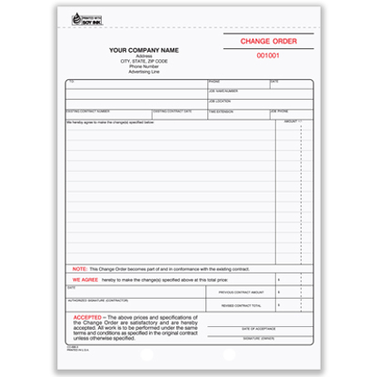 Change Order Form - 3 Part Carbonless (COCC-583-3)