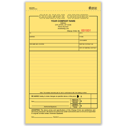 Change Order Form - 3 Part Carbonless (CO-696-3)