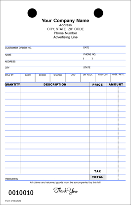 2-Part Register Form - Cash/Charge (NC-2501)